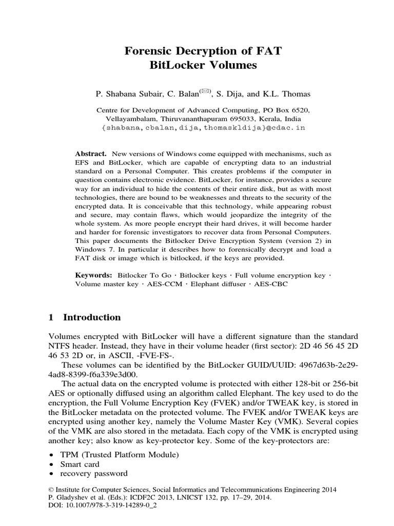 Forensic Decryption of FAT | PDF | Encryption | Data Management Forensic Decryption of FAT | PDF | Encryption | Data Management