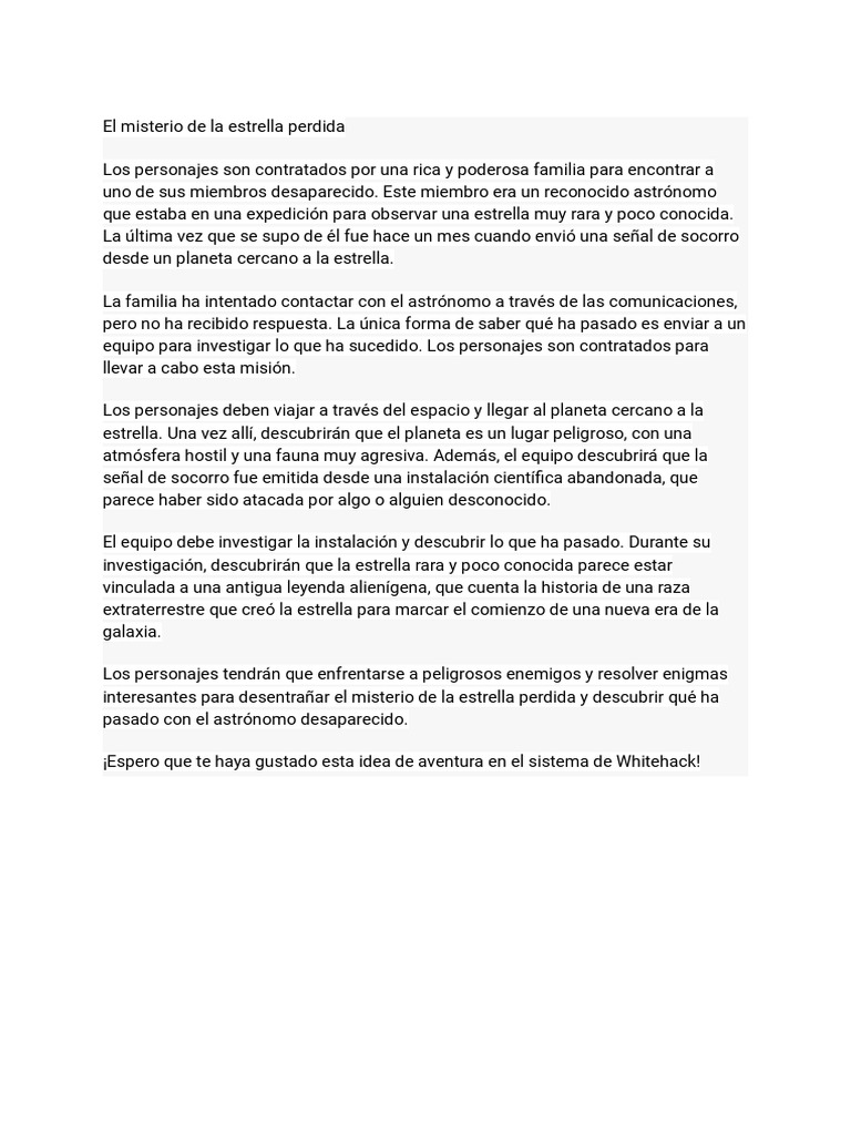 El Misterio de La Estrella Perdida | PDF