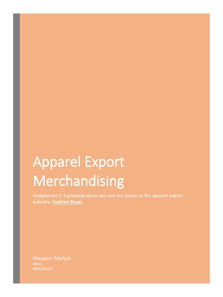 Appparel Export Merchandising (Fashion Buyer) - Mayoori Mohan | PDF