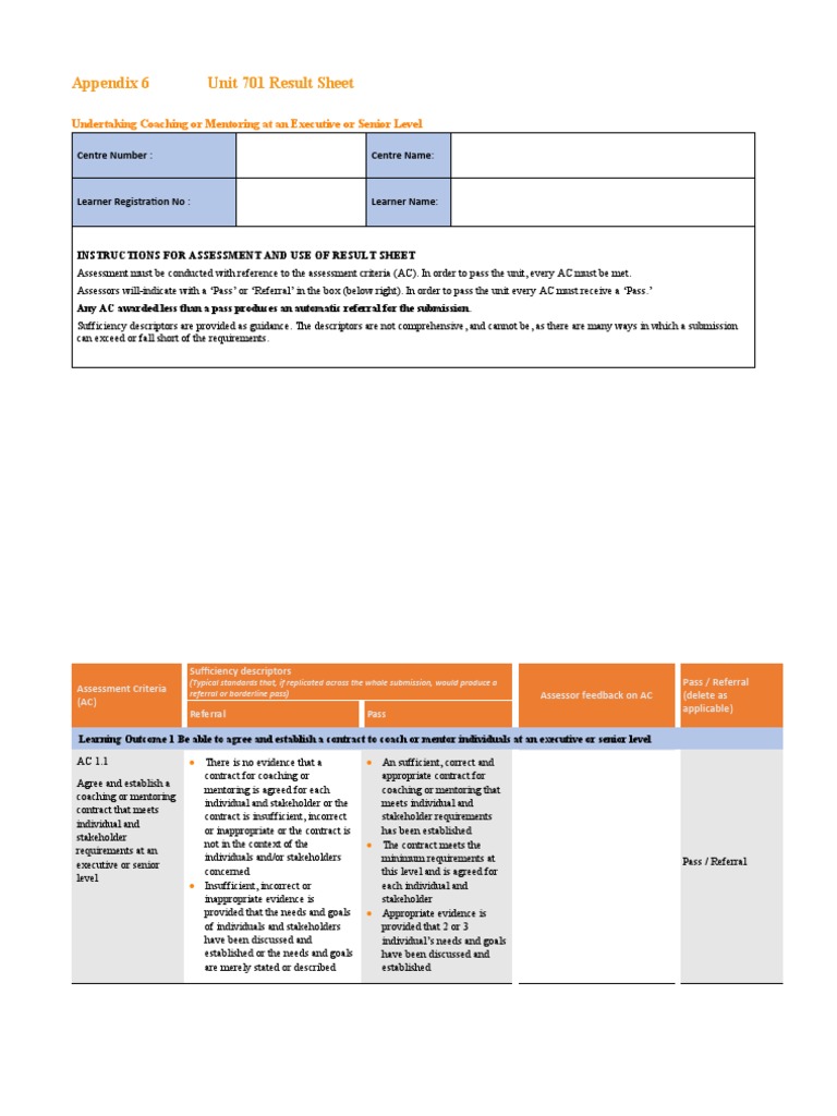 Assignment 2 Unit 701 Result Sheet 2 | PDF | Mentorship | Behavior ...