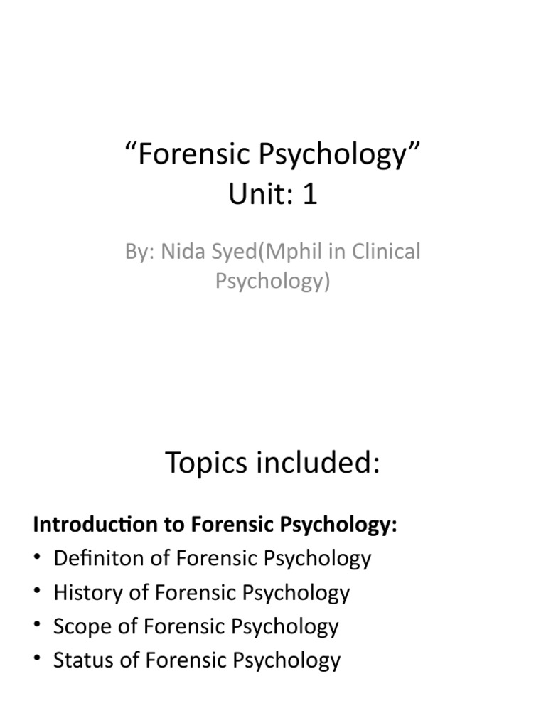 Forensic Psychology U1 | PDF | Psychology | Behavioural Sciences