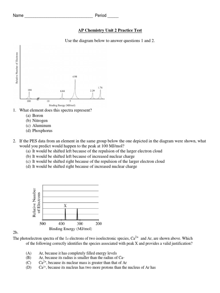 AP Chemistry Unit 2 Test Prep | PDF | Atoms | Argon