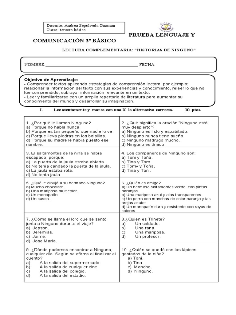 Evaluacion Prueba de Libro | PDF