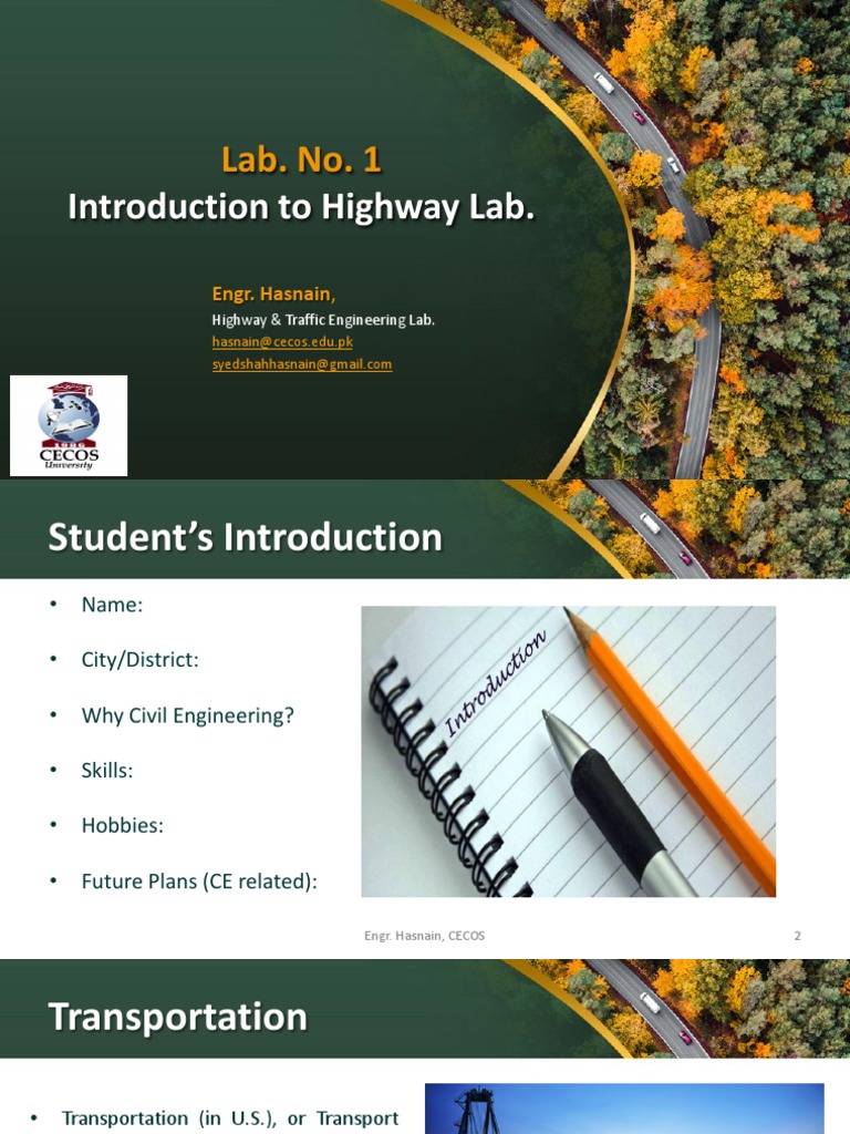 Lab # 1 Introduction To Highway Lab - HTEL | PDF | Asphalt | Road Surface