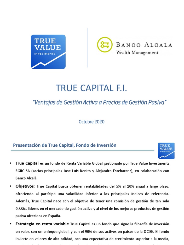 Presentación True Capital FI | PDF | Portafolio (Finanzas) | Economía ...