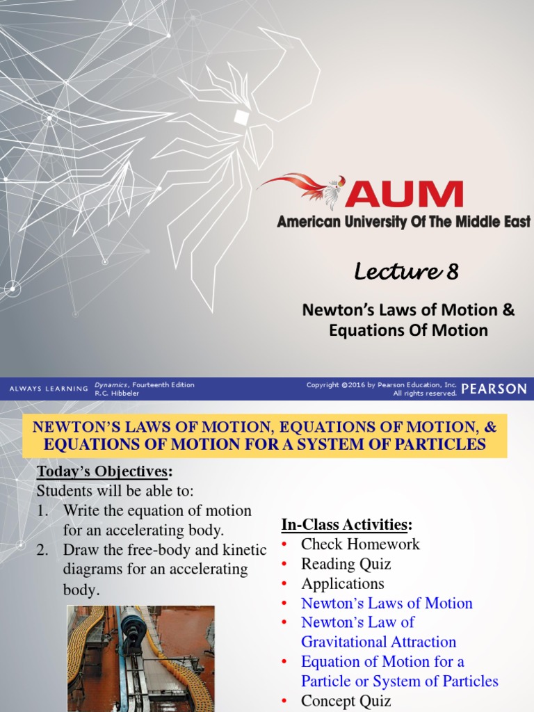 Lecture 08 - Newton's Laws of Motion Equations of Motion | PDF | Force ...