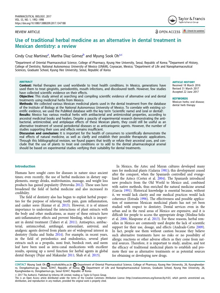 Use of traditional herbal medicine as an alternative in dental ...