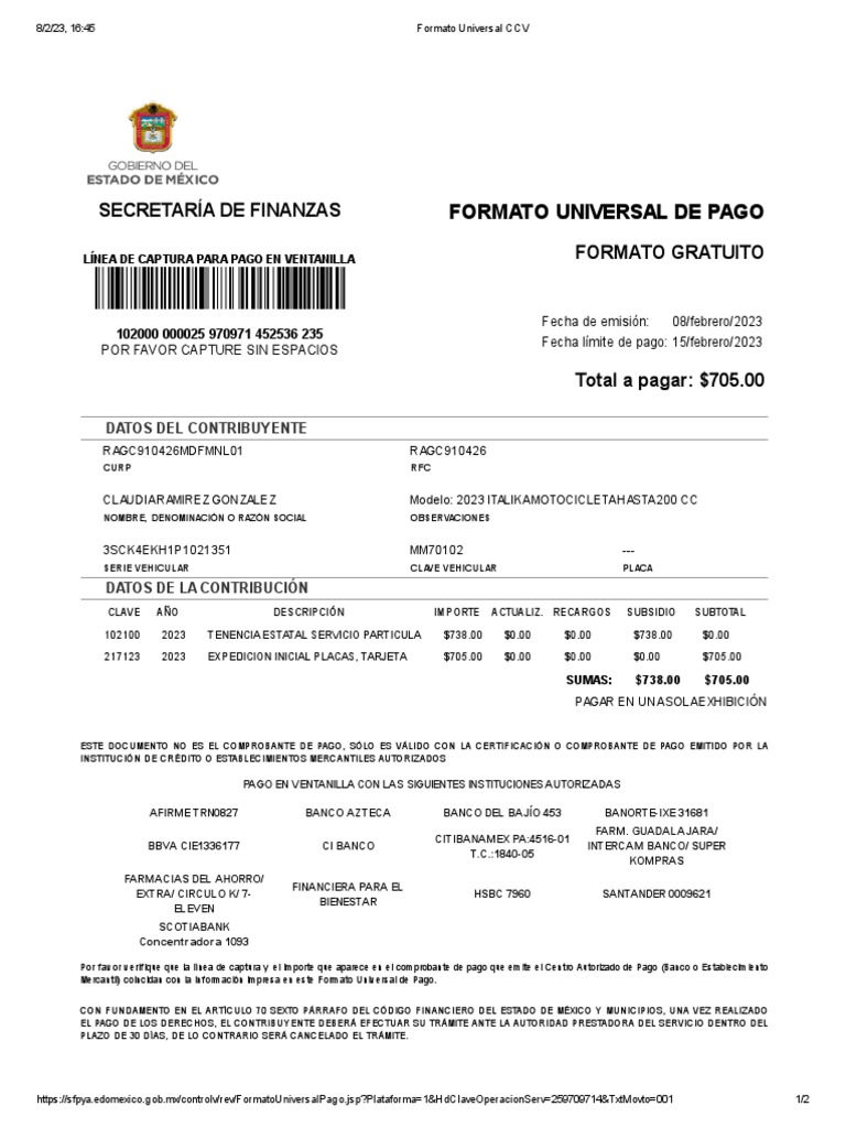 Formato Universal CCV PDF | PDF | Bancos | Dinero