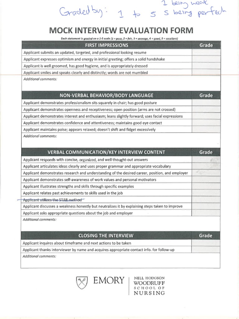Mock Interview Evaluations PDF | PDF