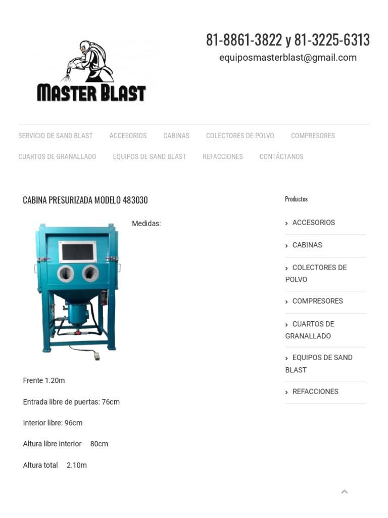 28.-Limpieza Chorro de Arena MASTER BLAST Mod. 150 PDF | PDF