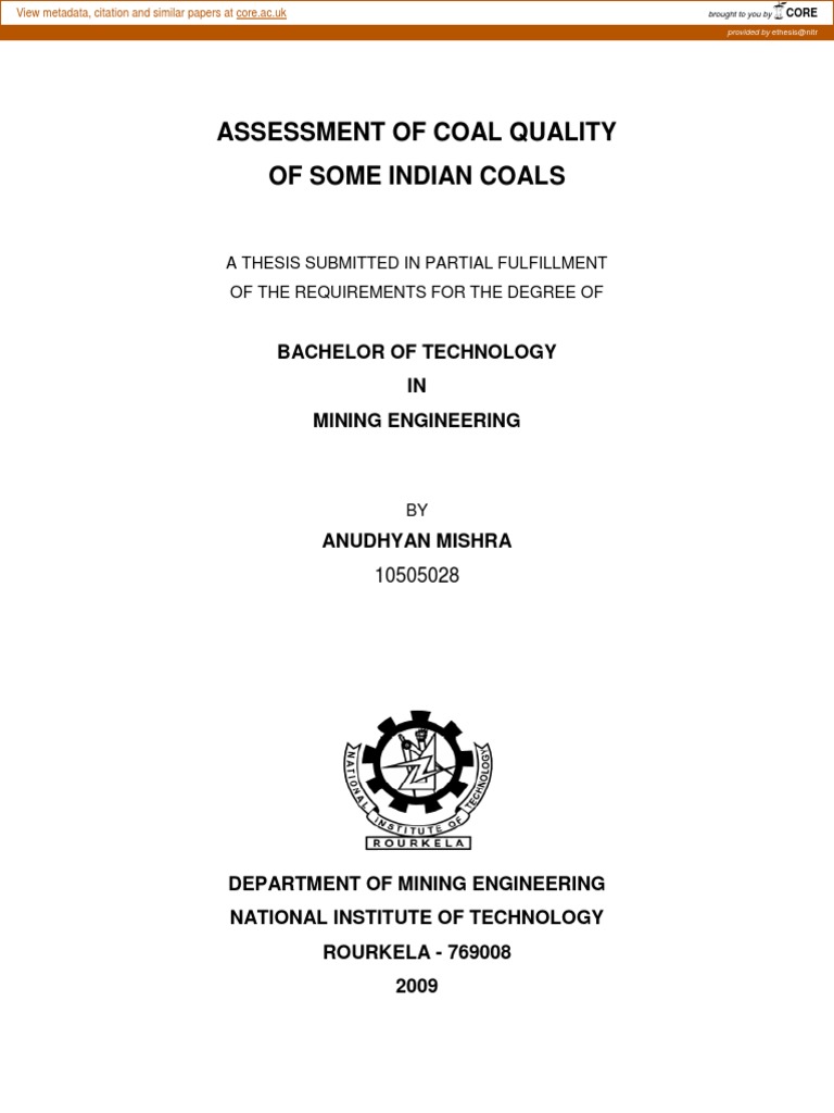 Indian Coal Quality Assessment Report | PDF