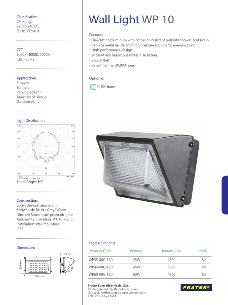 70W Wall Light PDF | PDF