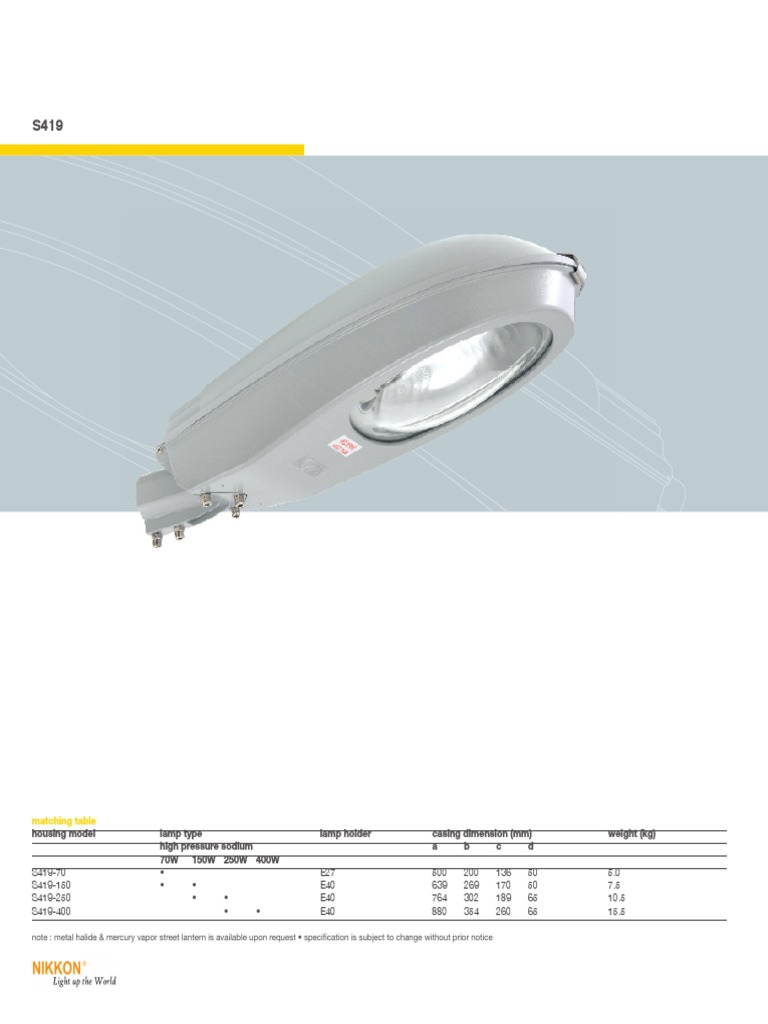 150W Street Light S419 | PDF