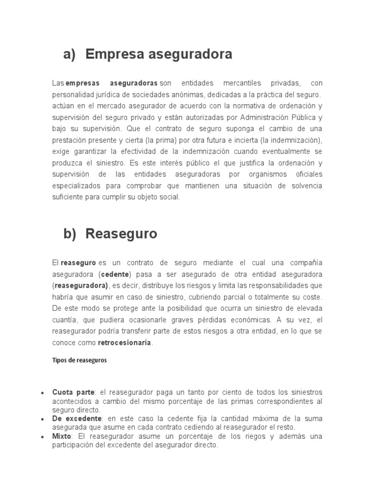 Empresa Aseguradora | PDF | Seguro | Reaseguro