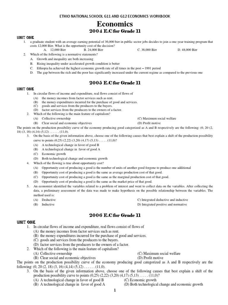 Work Book-Economics-Grade-11 - 12 | PDF | Demand | Utility
