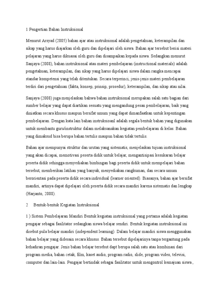 Bahan Instruksional: Konsep dan Implementasi | PDF