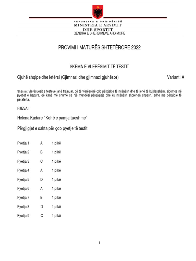 Skema Gjimnaz A PDF | PDF