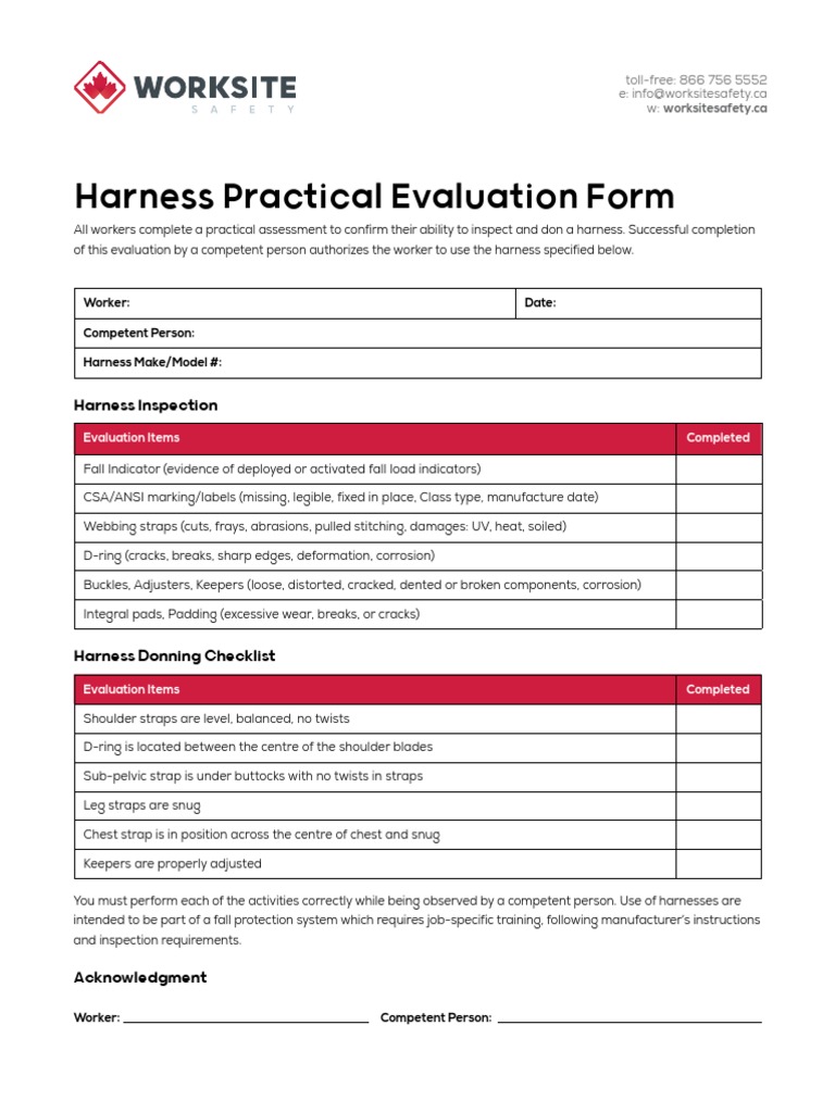 Harness Practical Evaluation Form | PDF