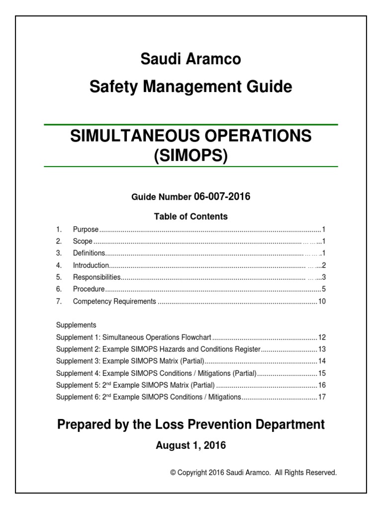 SIMOPS SMG 06-007-2016 (Final) | PDF | Risk | Risk Assessment