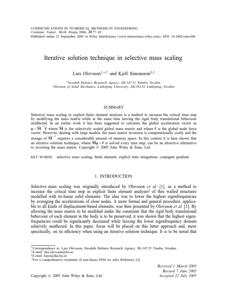 Olovsson2006 Selective Mass Scaling Pdf