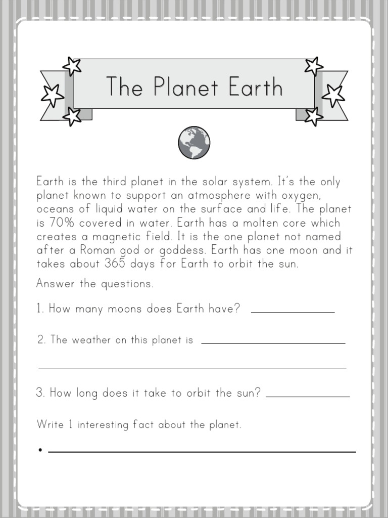 Planet Earth Worksheet | PDF | Science & Mathematics