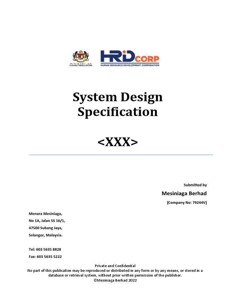 ProjID - XXX - SDS - VX.X (TMPLT - V1.1-Zai) | PDF