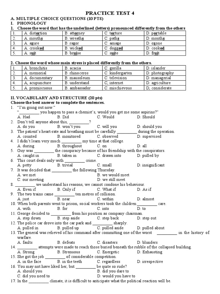 Practice Test 4 6 | PDF