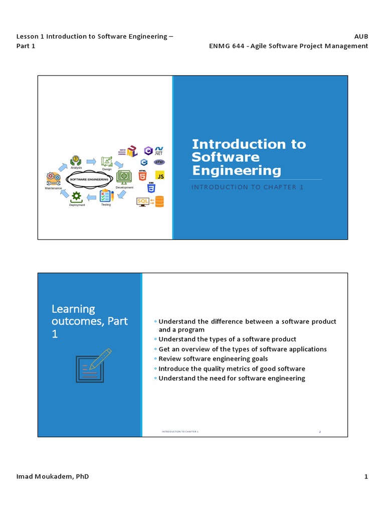 Lesson 1 Introduction To Software Engineering | PDF