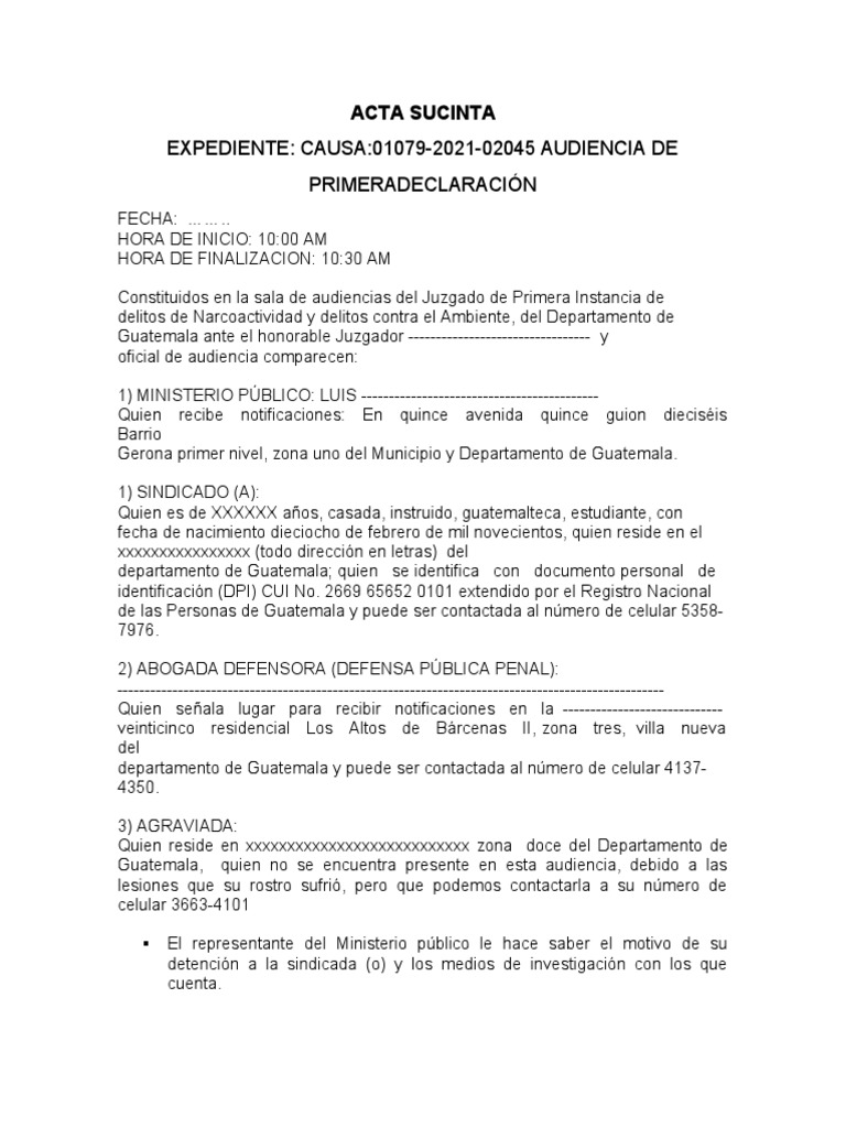Acta Sucinta | PDF | Guatemala | Ley Pública