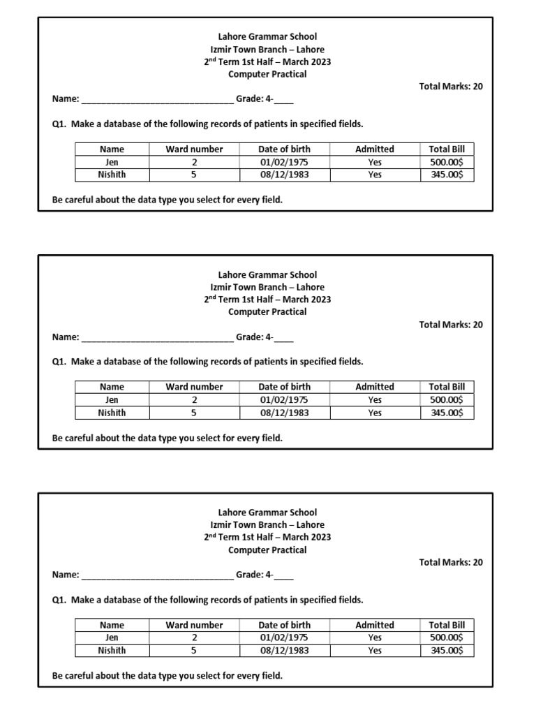 Grade 4 Com Practical Paper | PDF