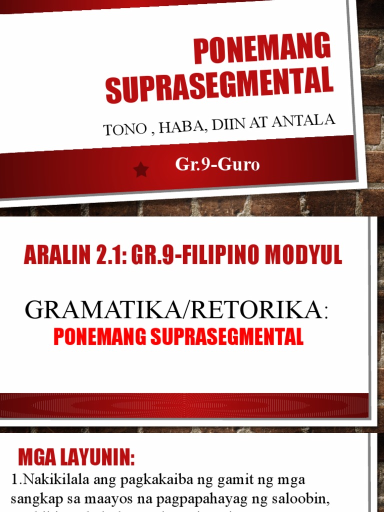 Ponemang Suprasegmental gr9 Powerpoint Presentation | PDF