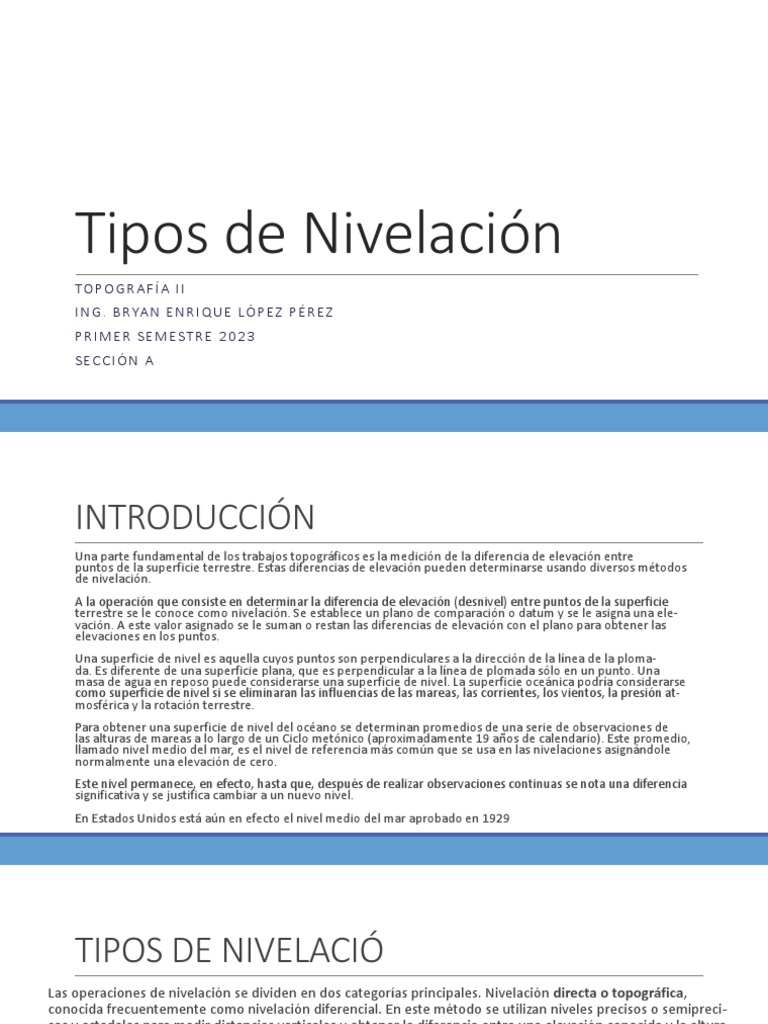 Tipos De Nivelación Pdf Pdf Topografía Metrología