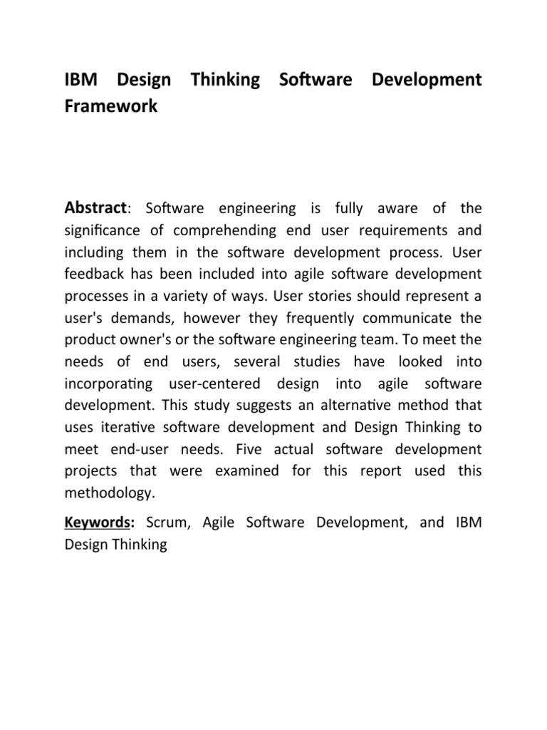 IBM Design Thinking Software Development Framework | PDF