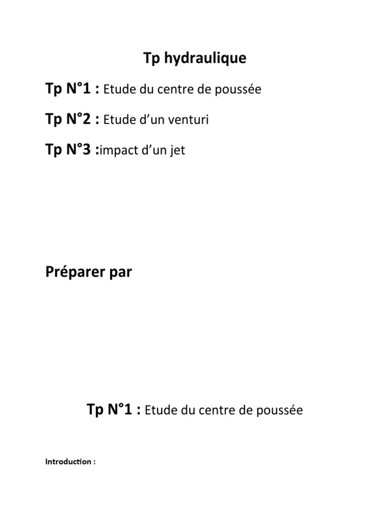 TP Hydraulique | PDF | Méthodes et références pédagogiques