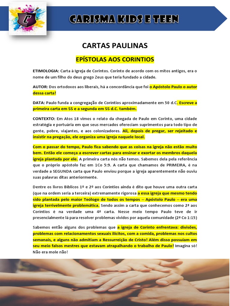 Cartas Paulinas - 1º e 2º Coríntios PDF | PDF