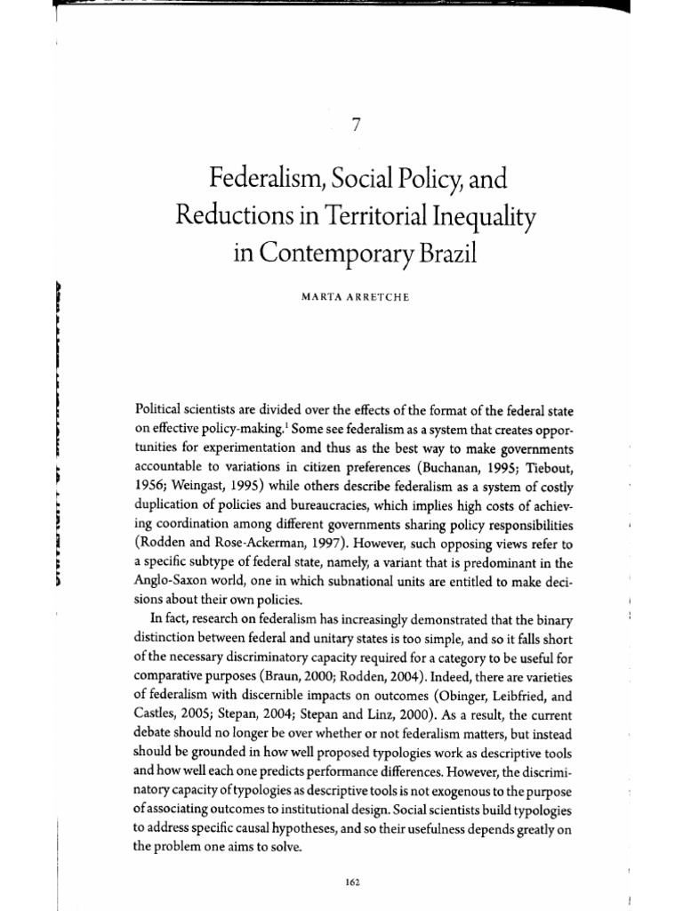 Arretche, Marta. 2016. “Federalism, Social Policy, and Reductions in ...