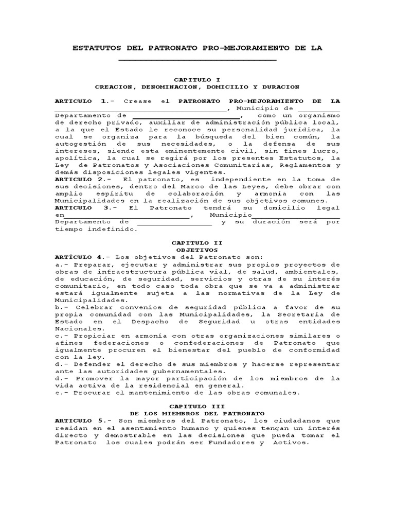 Estatutos Del Patronato Pro PDF | PDF
