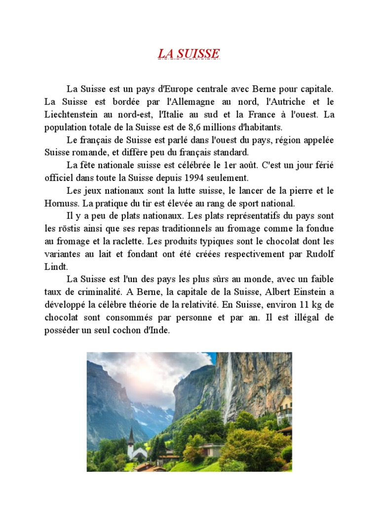 Guide pratique sur la Suisse | PDF