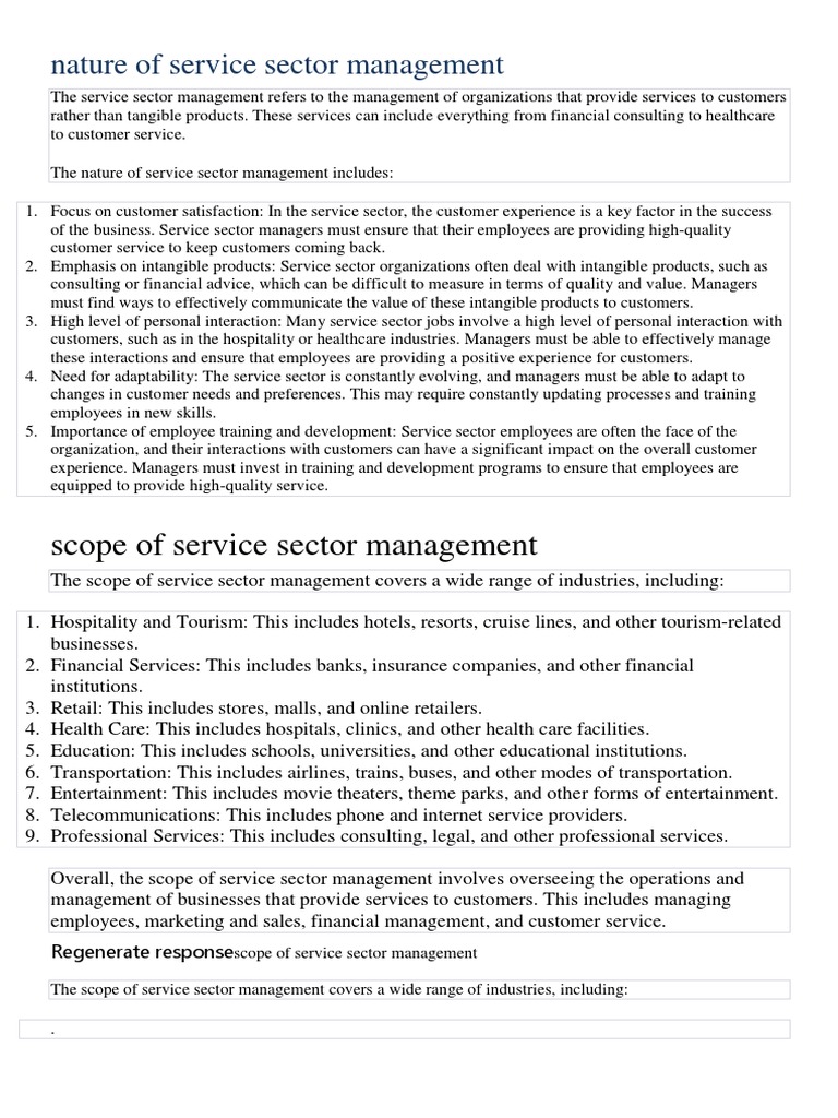 Service Sector Management Unit 1 | PDF