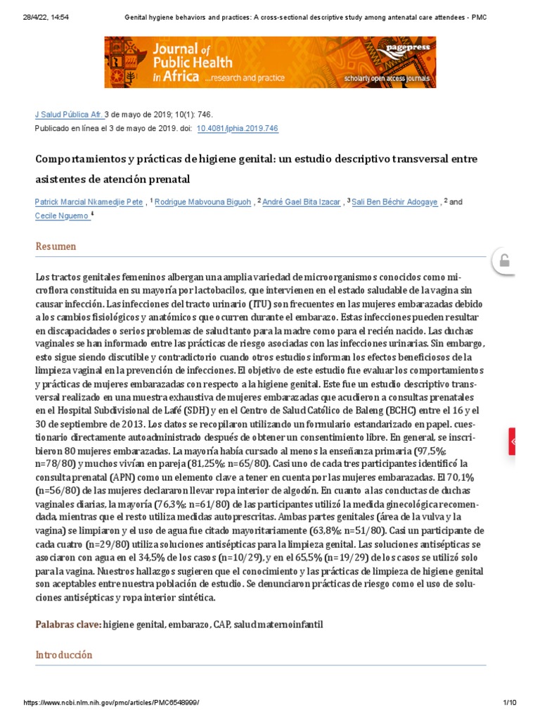 Comportamientos y Prácticas de Higiene Genital | PDF