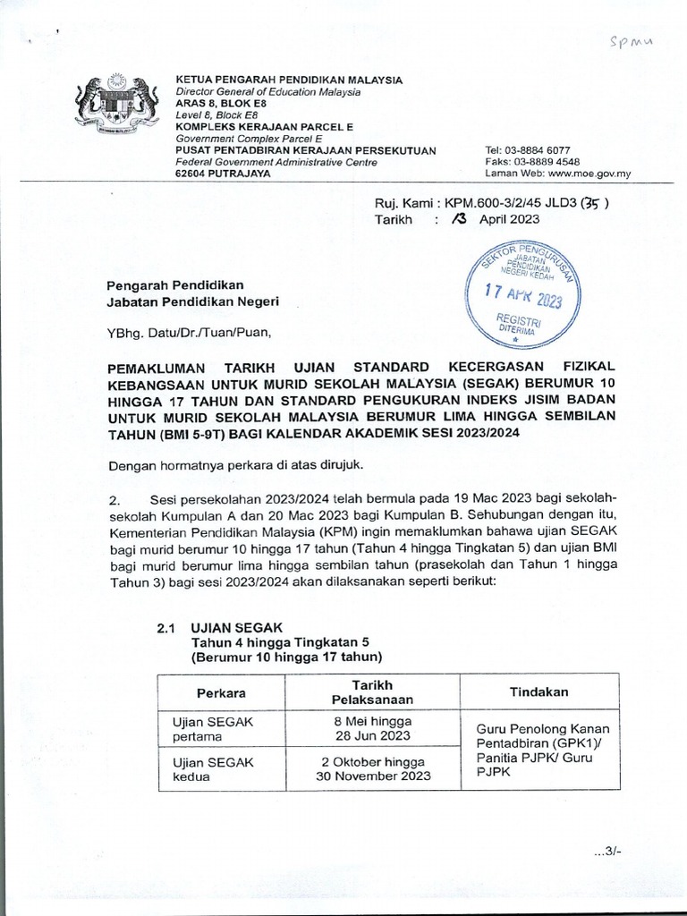 Surat Laksana Segak Dan Bmi 5-9T 2023 PDF | PDF