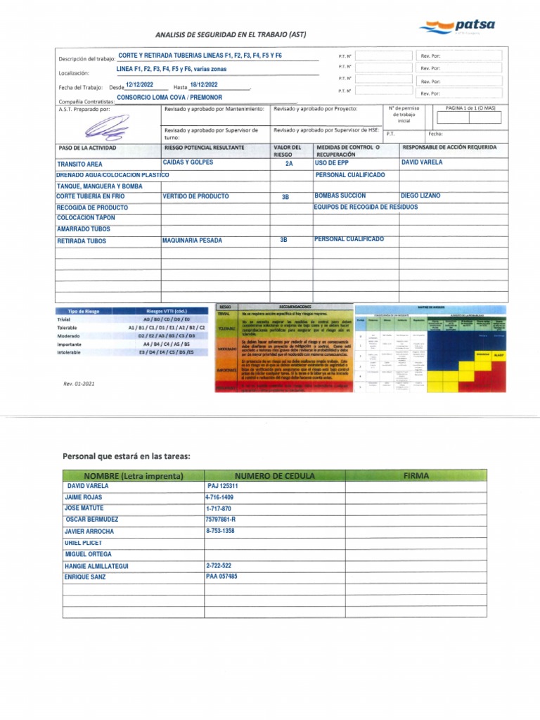 Corte Y Retirada Tuberías Líneas F1, F2, F3, F4, F5 Y F6 | PDF