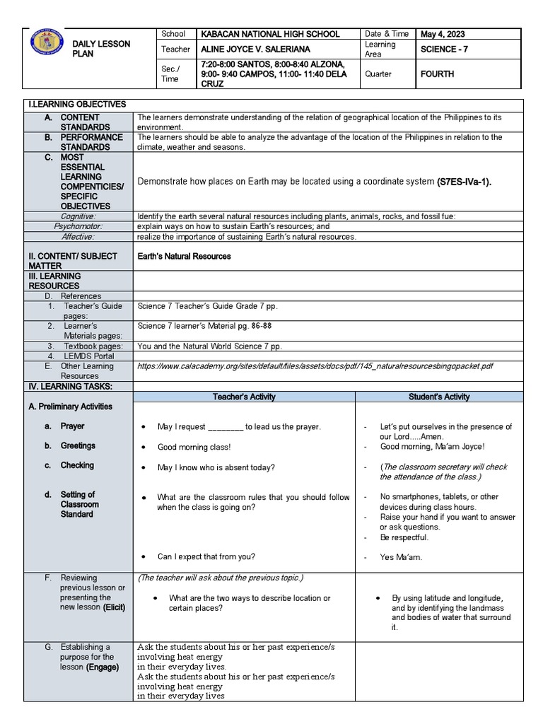 Q4-DLP-Natural Resources | PDF