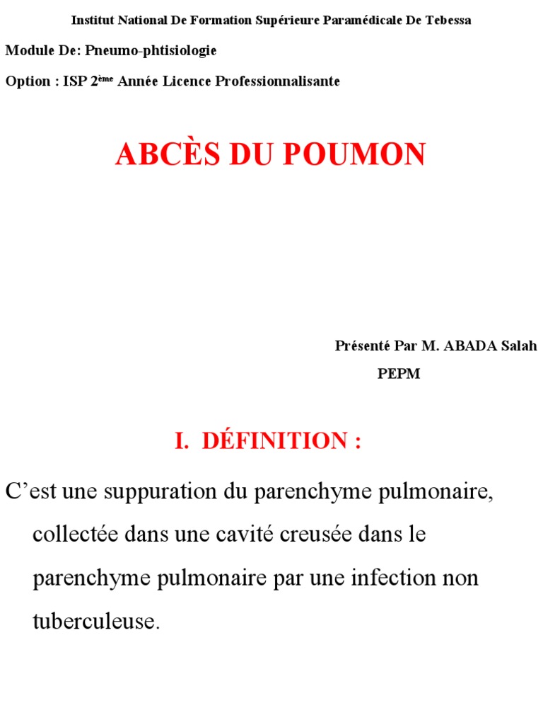 Abcès Pulmonaire : Guide Complet | PDF | Bien-être | Sciences et ...