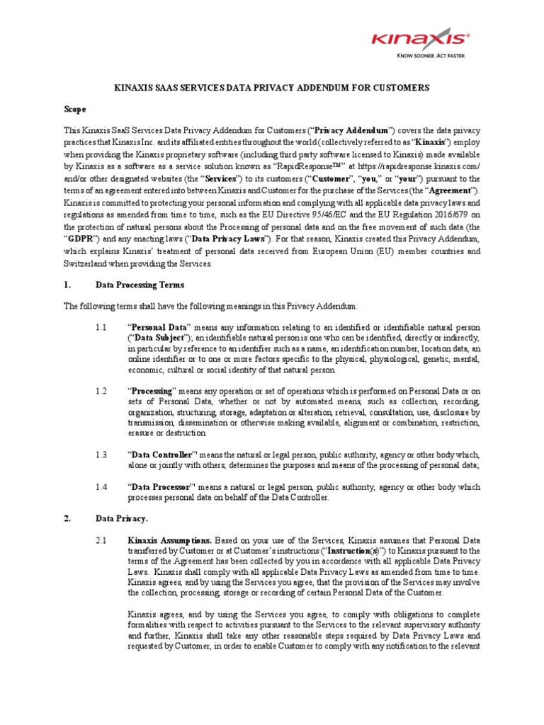 Kinaxis Data Privacy Addendum | PDF