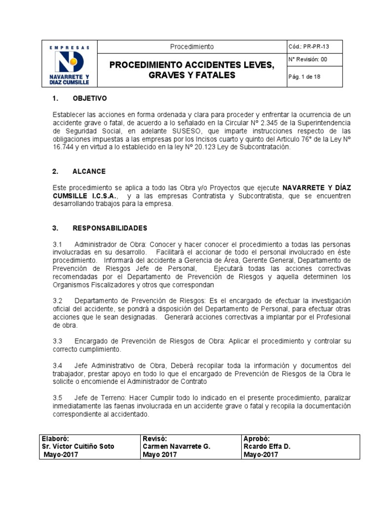 PR-PR-13 Accidentes Graves y Fatales I | PDF