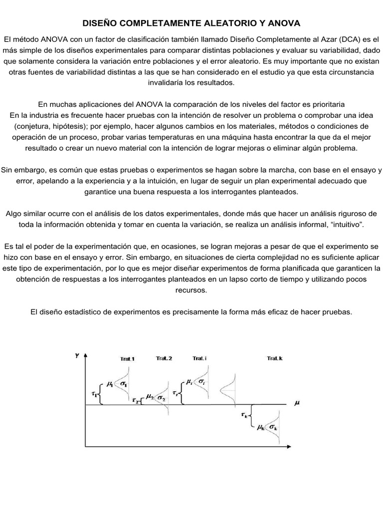 Diseño Completamente Aleatorio y Anova PDF | PDF