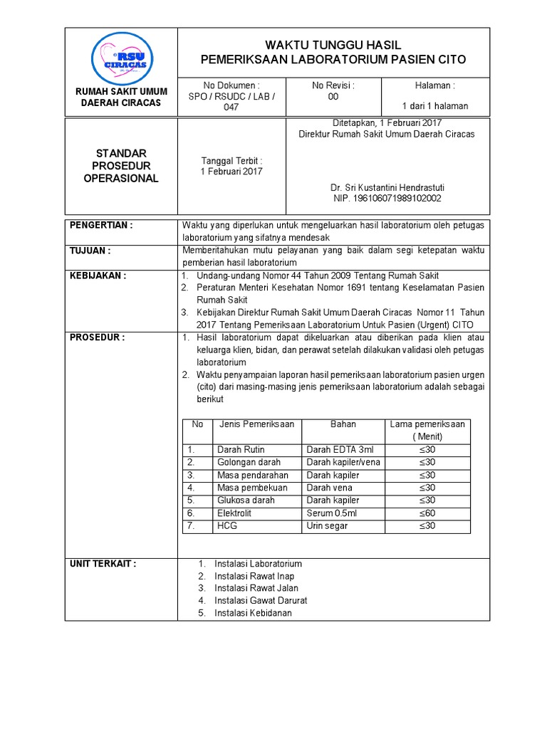 Waktu Tunggu Hasil Lab Pasien Cito | PDF | Sains & Matematika ...