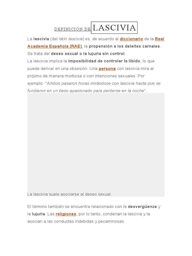 Definición Delascivia | PDF | Lujuria | La sexualidad humana