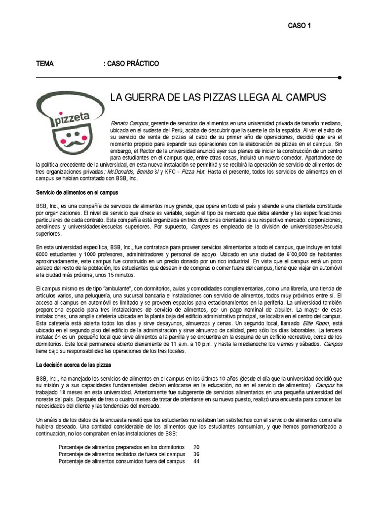 Caso 1 La Guerra de Las Pizzas Semana 4 | PDF